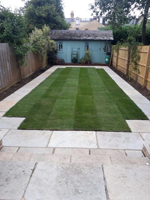 Paved Path & New Laid Turf In Oxford Back Garden